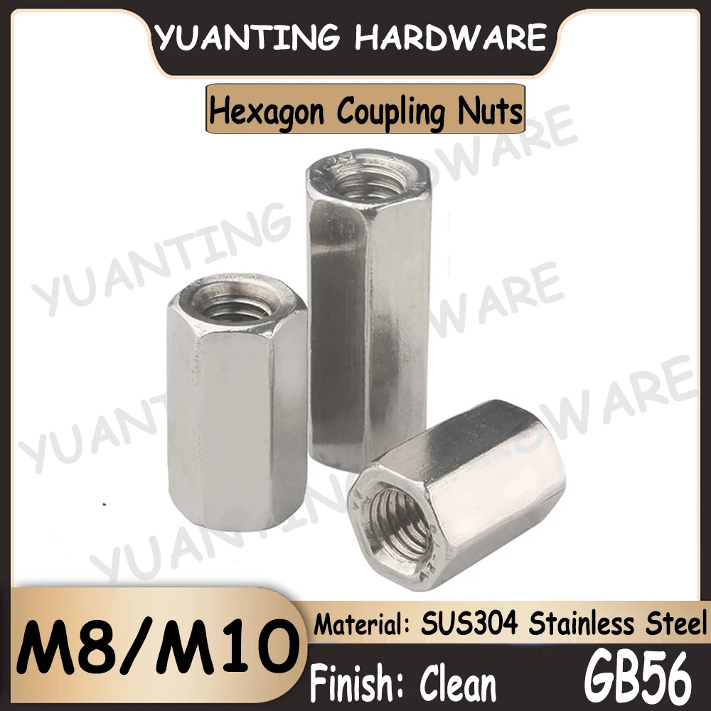 1~5Pcs GB56 M8 M10 SUS304 Stainless Steel Hexagon Thick Nut Extend Long ...