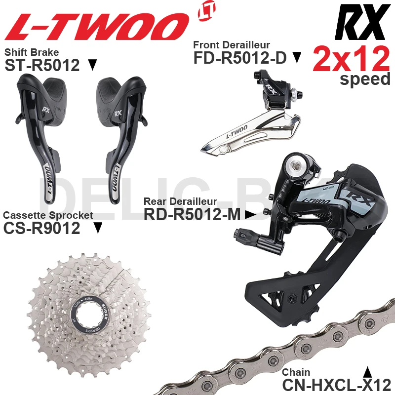 LTWOO RX 2x12 Speed Groupset include Shift Brake Front / Rear Derailleur Cassette Sprocket 30 ...
