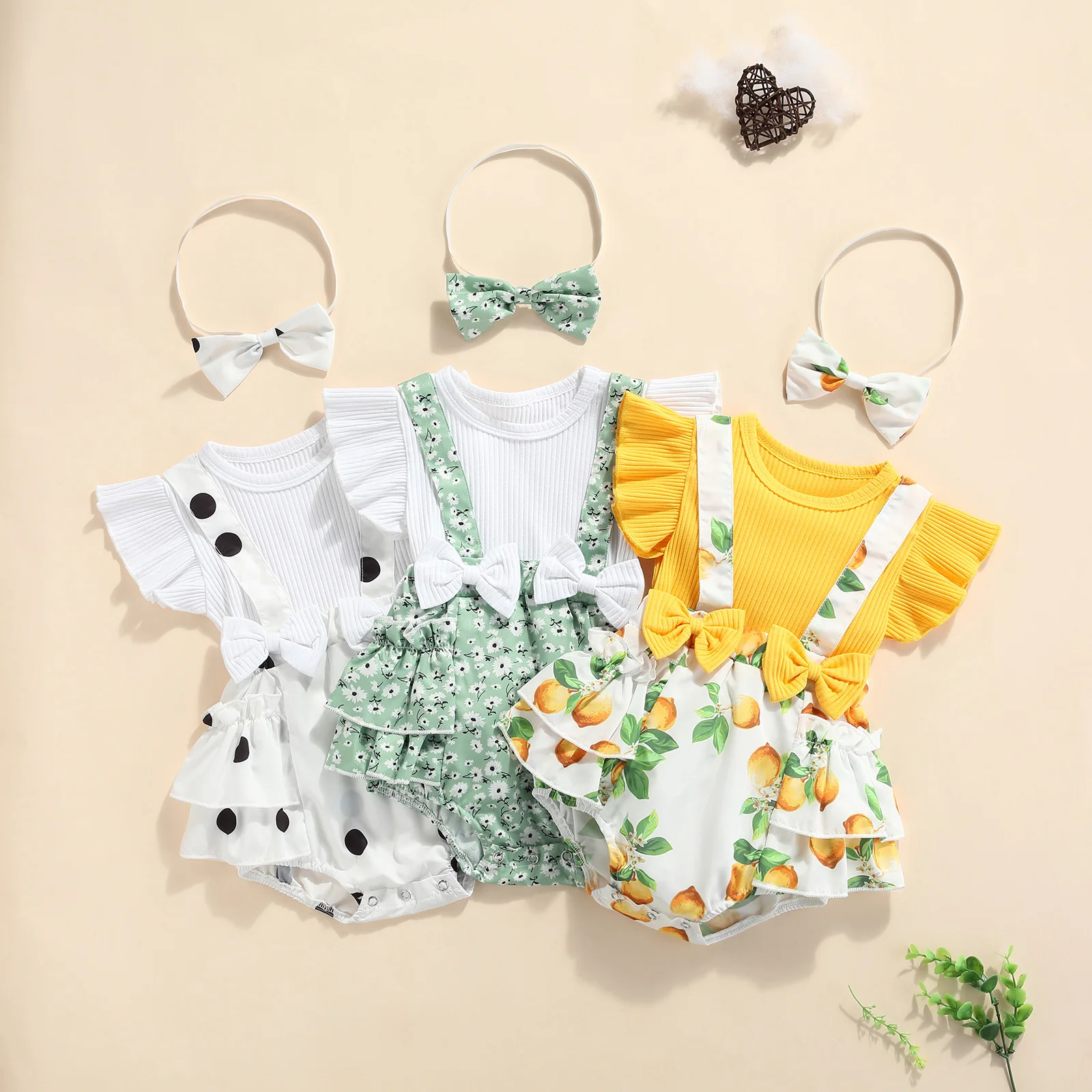 2Pcs Summer Baby Girl Rompers Newborn Baby Clothes Toddler Ruffle ...