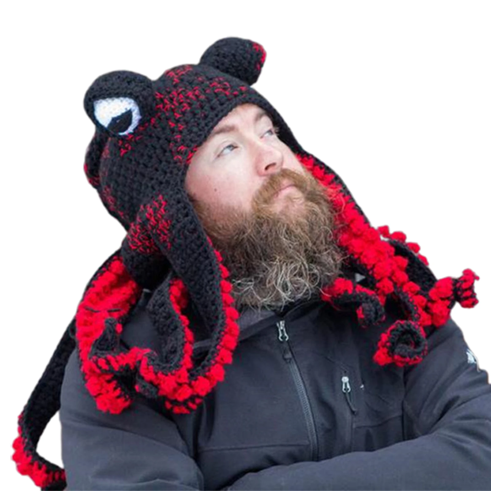 Wintermuts Grappig Octopus Tentakelhoed Voor Volwassenen, Gehaakte Hoed ...