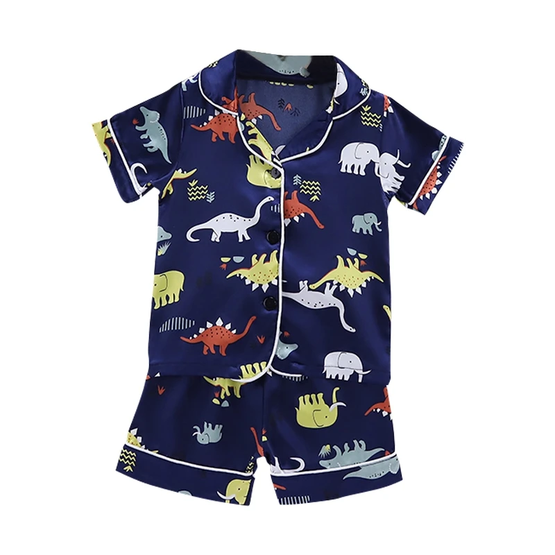 Dinossauro-Pijama-estampado-para-crian-as-Conjunto-Pijamas-Bot-o-T ...