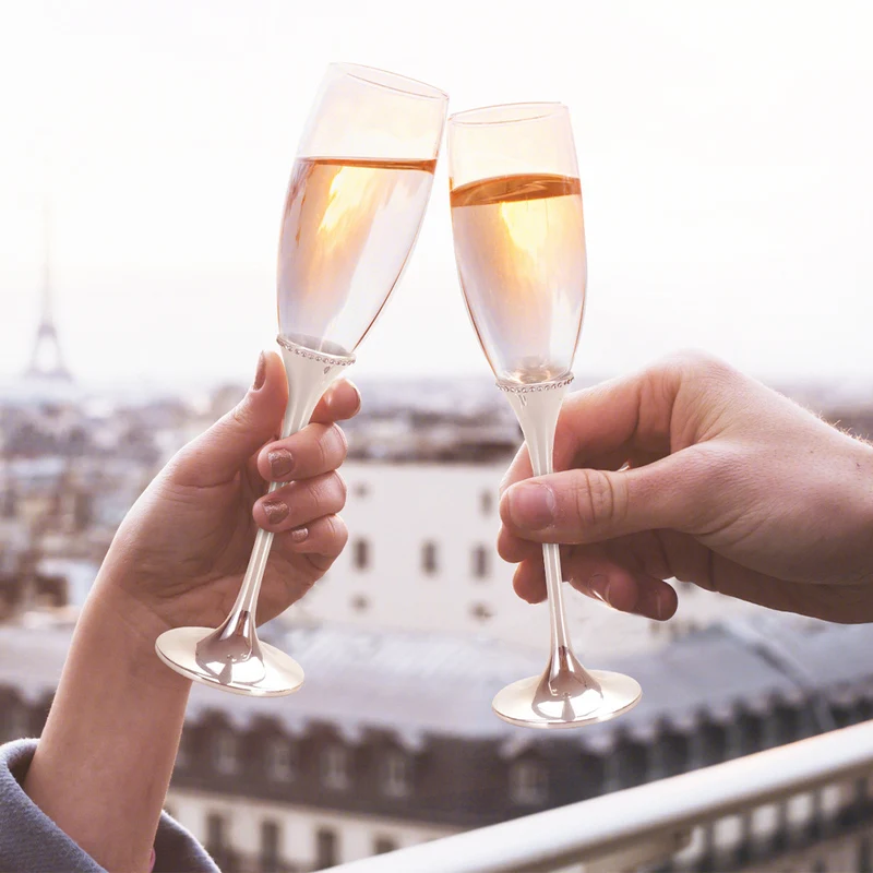 LASODY-Crystal-Champagne-Flutes-Silver-Wedding-Glasses-for-Bride-Groom ...