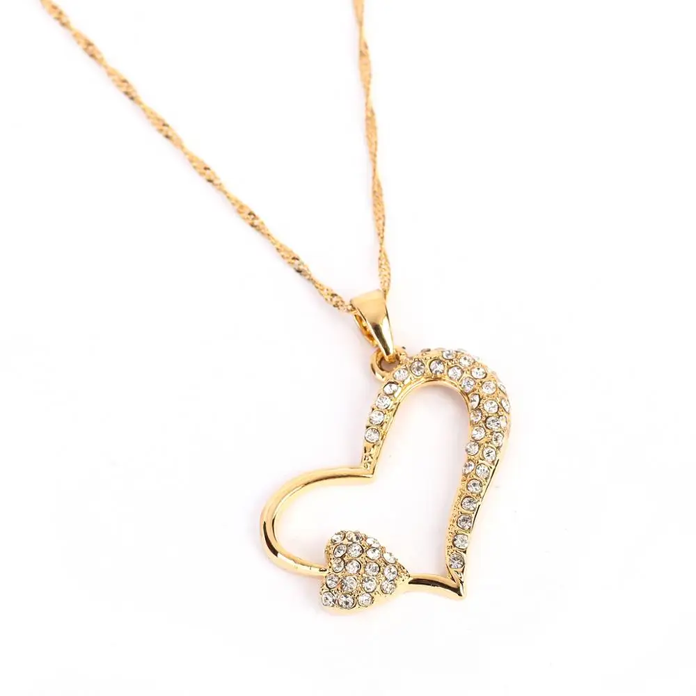 Fashion Classic Zircon Crystal Jewelry Accessories Gold Color Heart ...