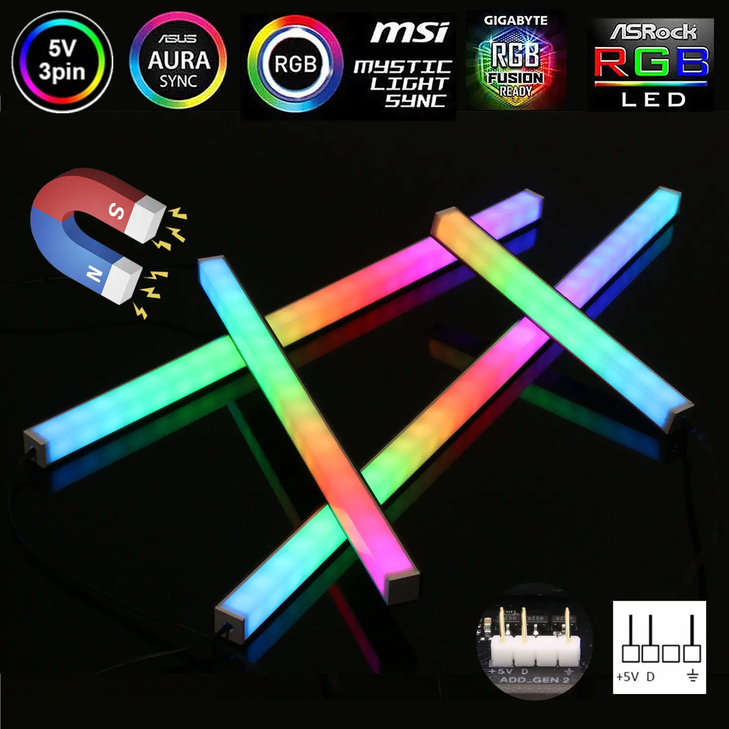 RGB-light-5V-3Pin-WS2812b-RGB-LED-Strip-for-PC-ASUS-Aura-SYNC-MSI ...