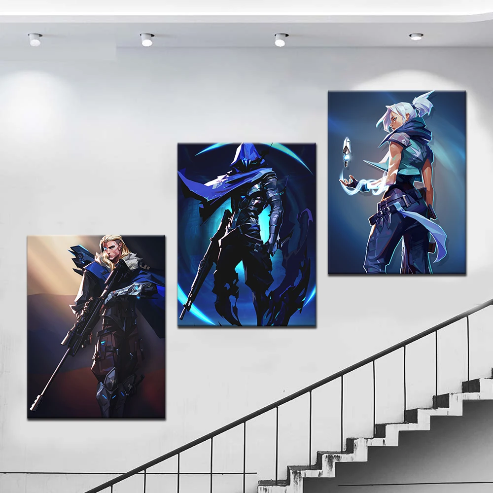 3 Pieces Valorant Video Game Posters Sova Omen Jett Oil Painting On ...