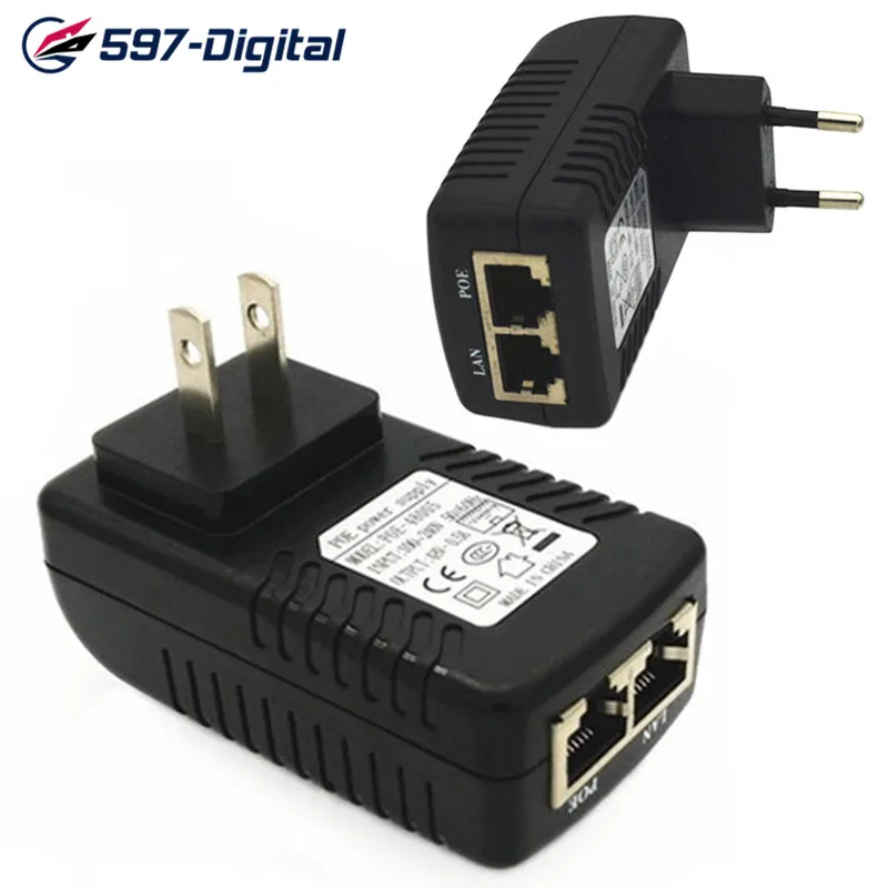 48V 24W POE Injector For IP Camera CCTV Security Surveillance PoE Power ...