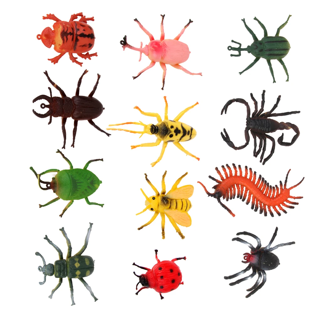 12 Plastic Bugs Insect Scorpion Centipede Model Animals Kids Prank Joke ...