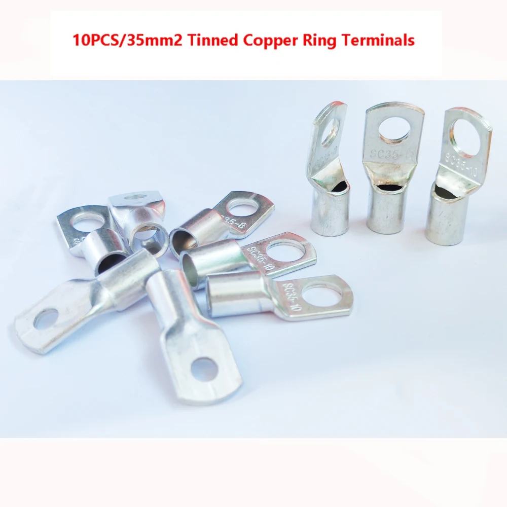 10PCS-SC35-6-10-35mm2-8mm-Tinned-Copper-Lugs-Ring-Crimp-Terminals ...