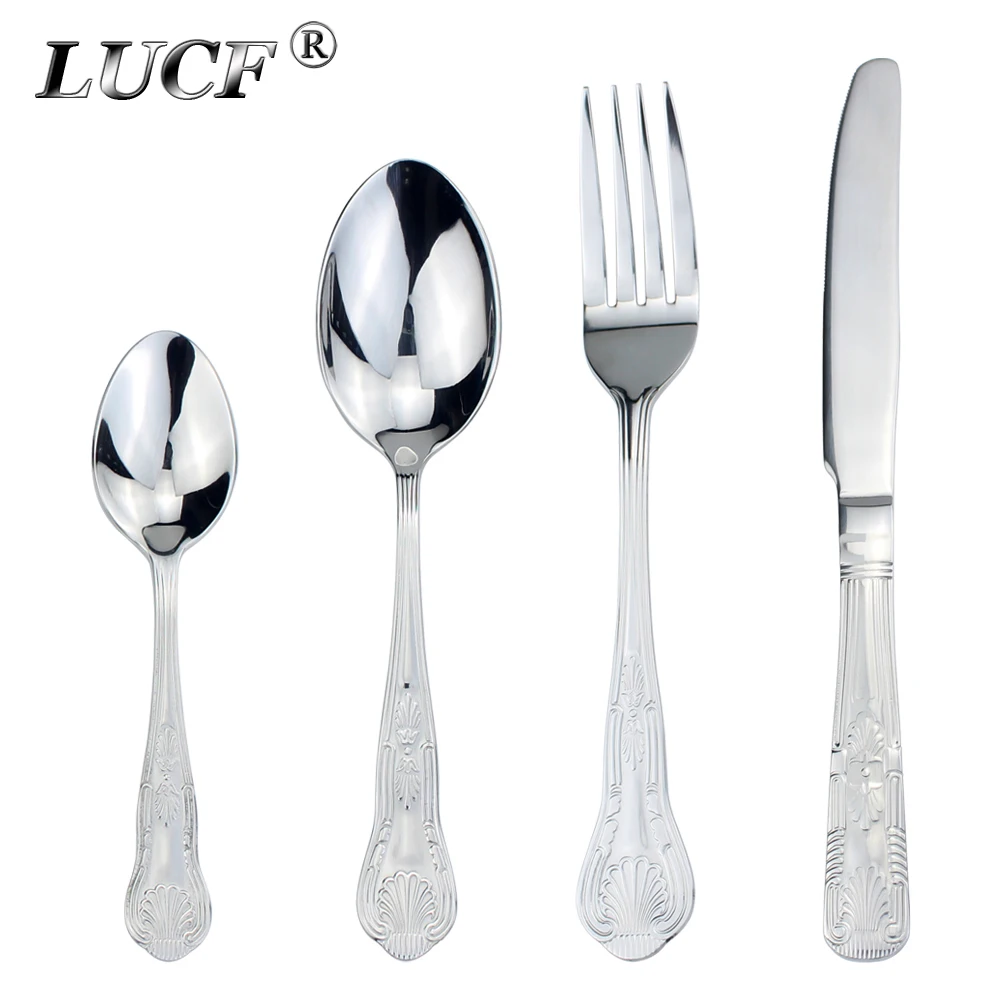 Elegant Royal Style 4 In 1 Standard Cutlery Sets Stainless Steel Mirror ...