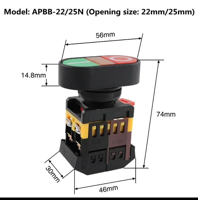 22mm/25mm/30mm ON/OFF START STOP NO/NC APBB-22N/AS-22N/PPBB-30N ...
