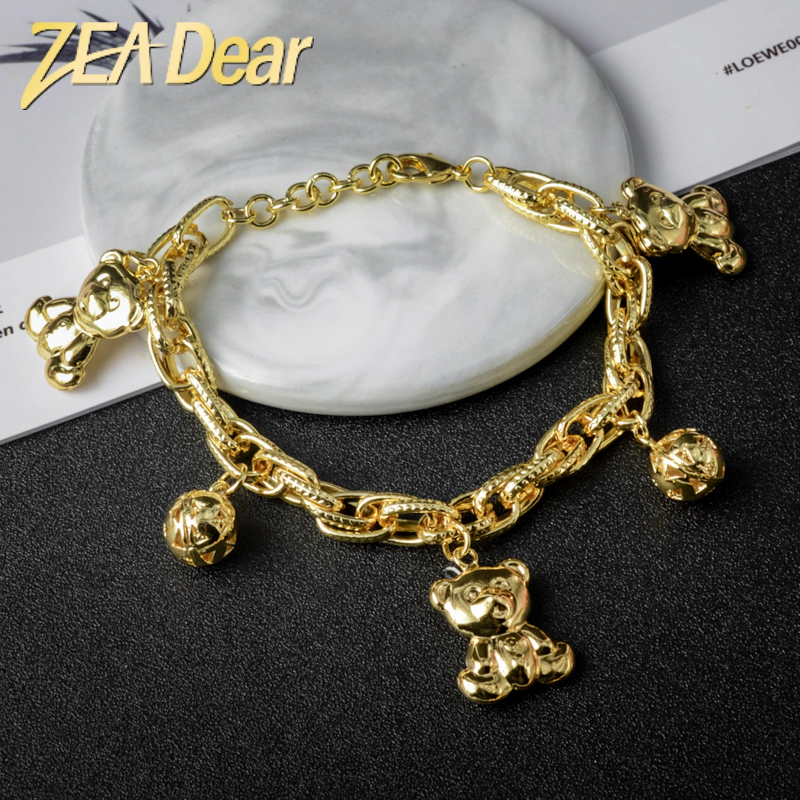 ZEADear Jewelry Fashion Teddy Bear Ball Charm Bracelets For Women Hand ...