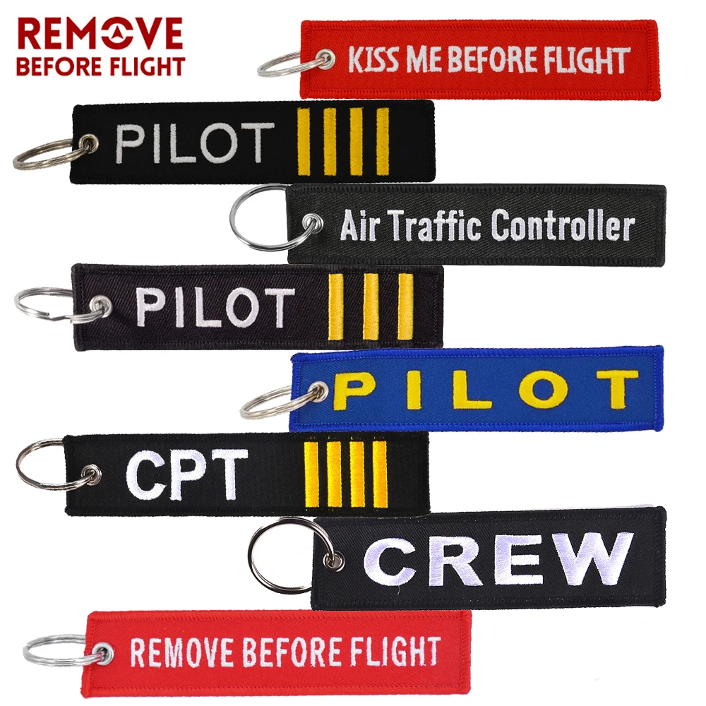 8pcs Remove Before Flight Keychain Embroidery Crew Pilot Atc Captain ...