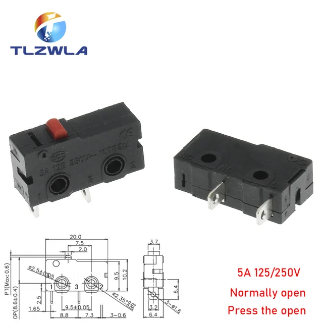 Micro Switch Copper Contact 5A 125/250V Mini Limit Switch No Nc 2/3Pin ...