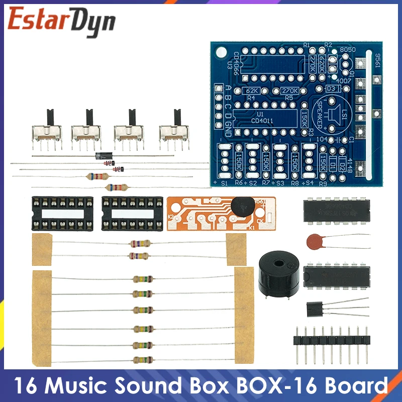 16 Music Sound Box Box-16 Board 16-tone Electronic Module Diy Kit Parts ...
