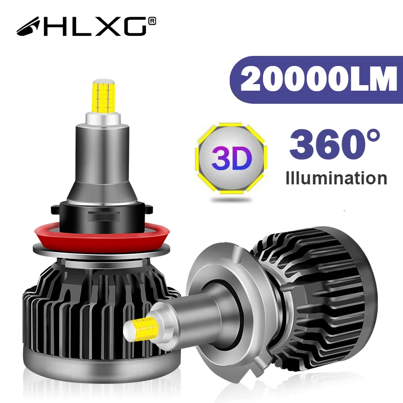 Hlxg 360 led h7 canbus h1 farol csp 20000lm 60w lâmpada do carro led luzes de nevoeiro turbo h8 ...