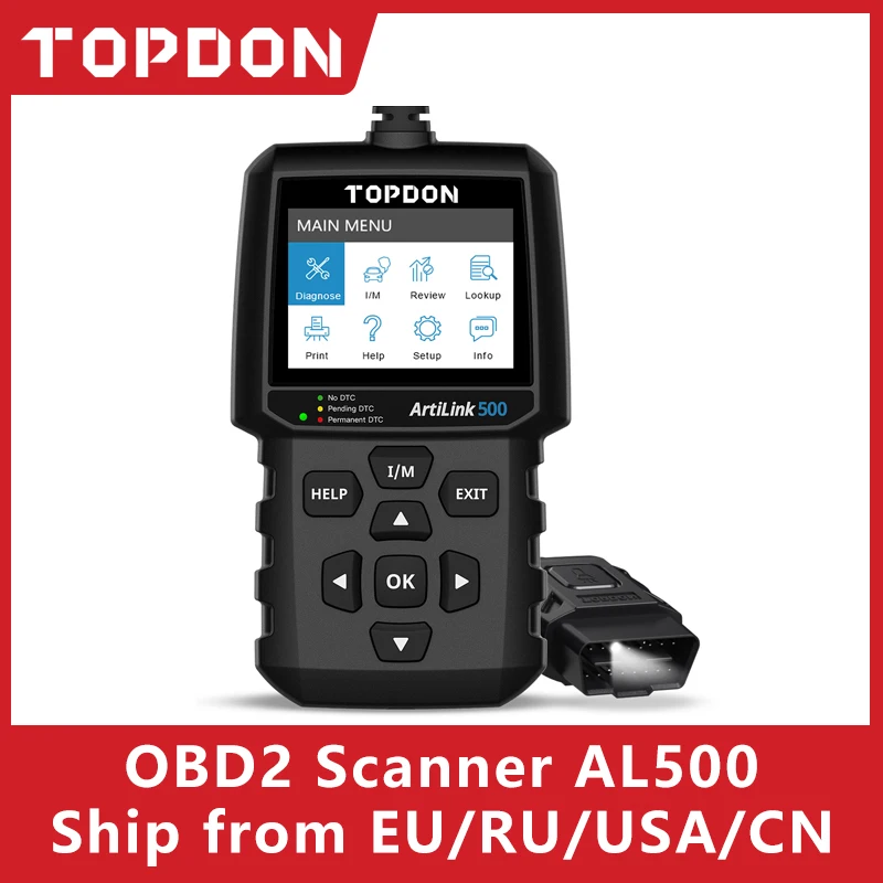 TOPDON AL500 OBDII 2 Car Scanner Engine Code Reader OBD Car Diagnostics ...
