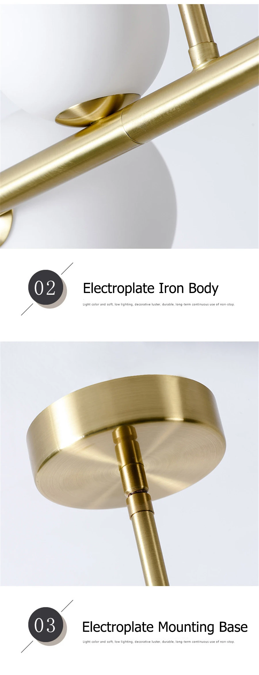 Nordic Simple Gold Color LED Pendant Lights Iron Glass Ball Hanging La ...