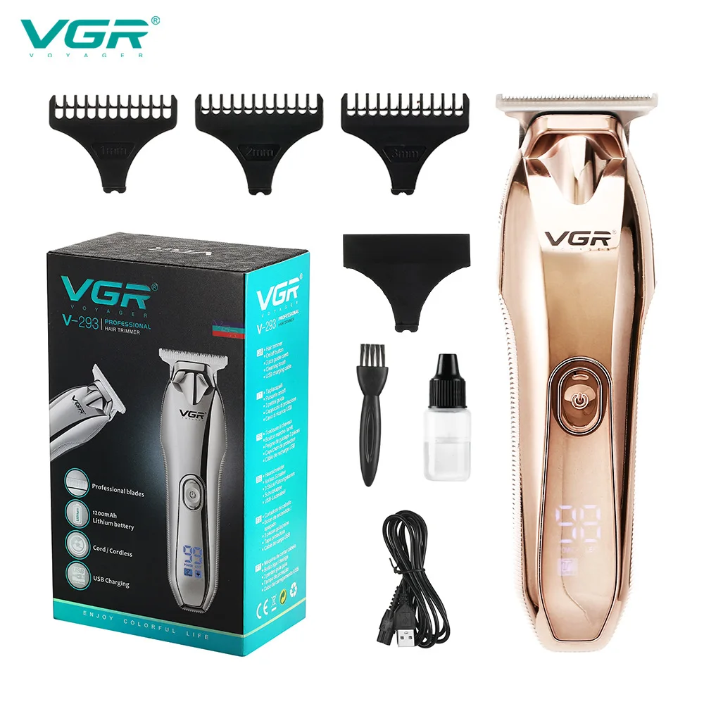 VGR cortadora de pelo eléctrica de oro rosa para hombre, máquina de corte de pelo profesional ...