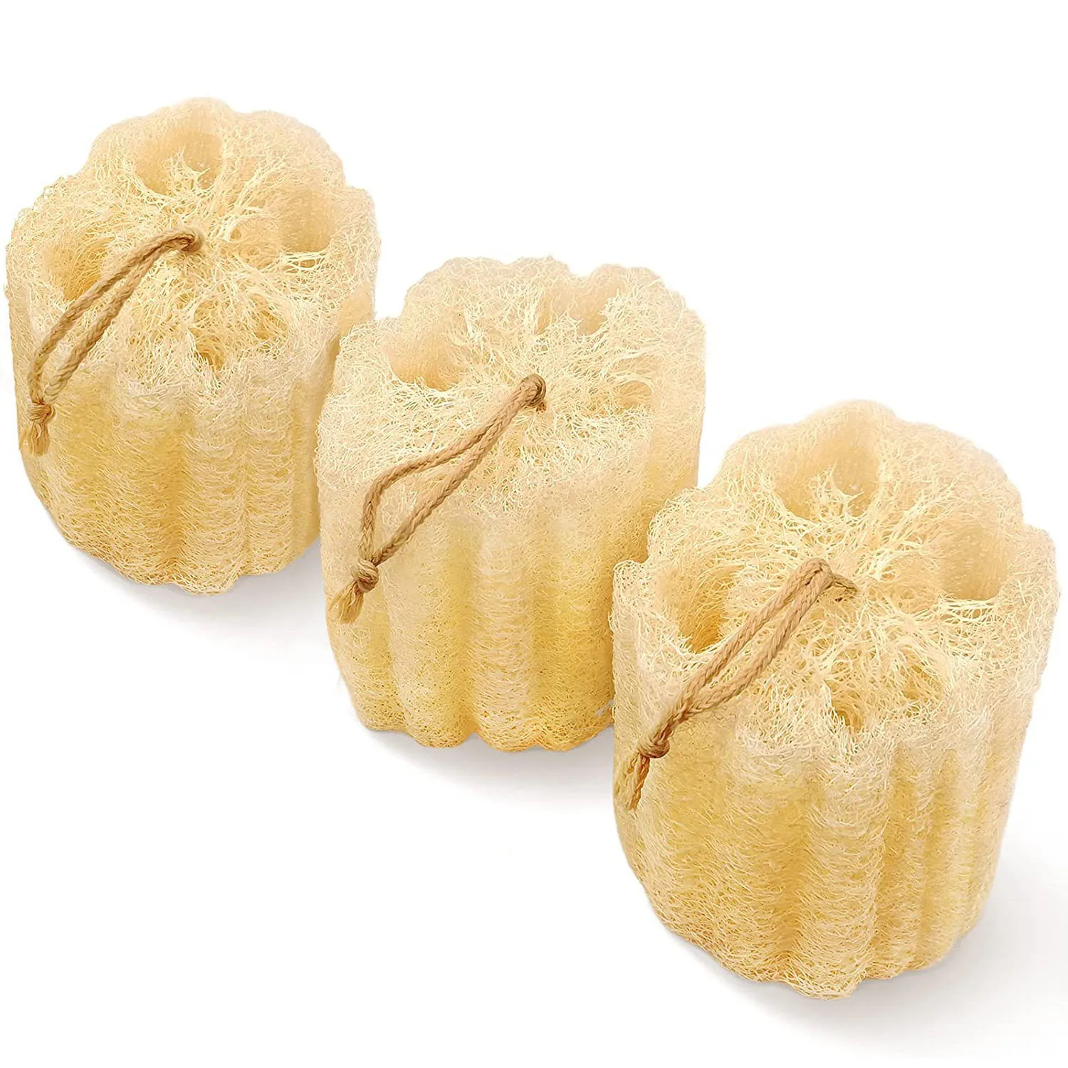 Natural Shower Loofah Sponge, Bath Exfoliating Loofa Body Scrubber, 4 ...