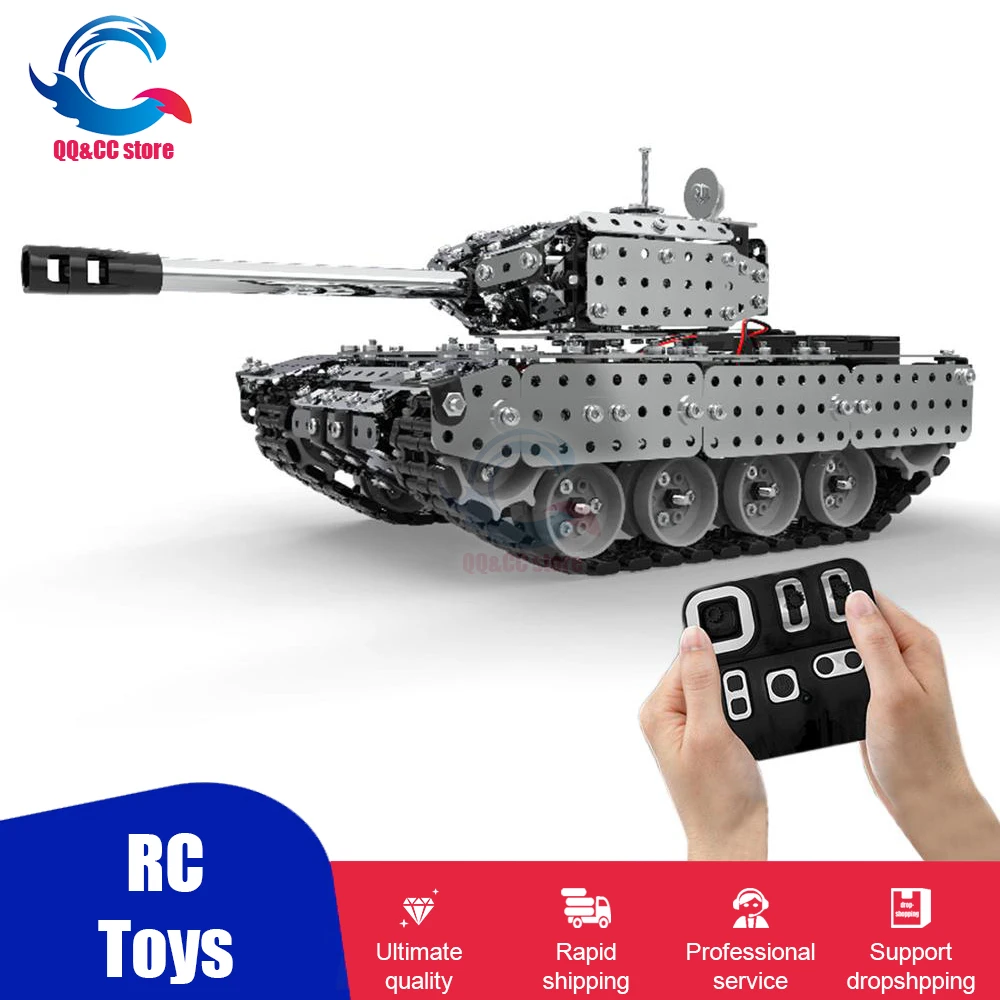 952Pcs 1/16 Rc Tank Stainless Model MOC Remote Control Car Military ...