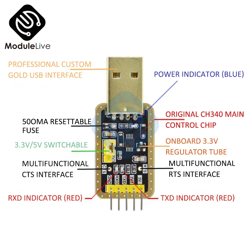 Mini-Version-CH340-USB-to-TTL-Upgrade-Board-Ch340g-Usb-to-Ttl-Converter ...