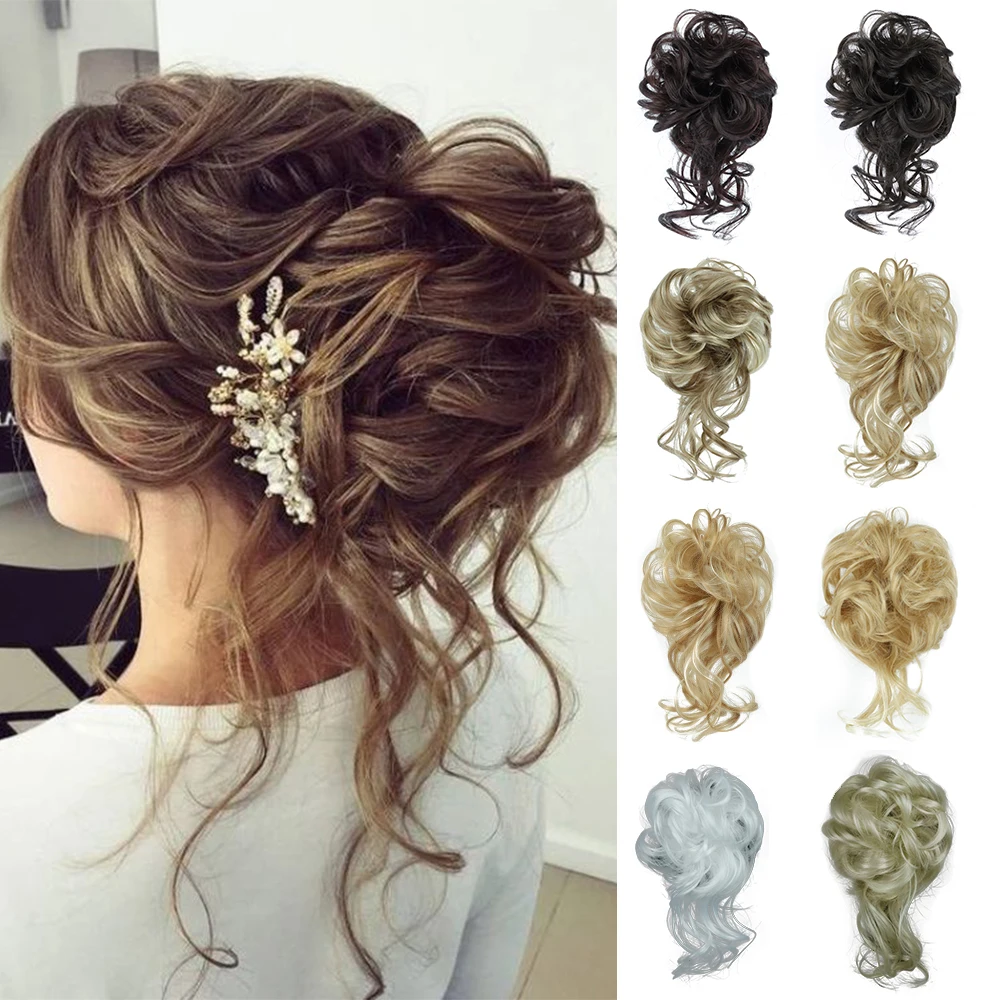 Hairstar-Synthetic-Hair-Bun-Chignon-Messy-Curly-Hair-Band-Elastic-Scrunchy-False-Hair-Pieces-For ...