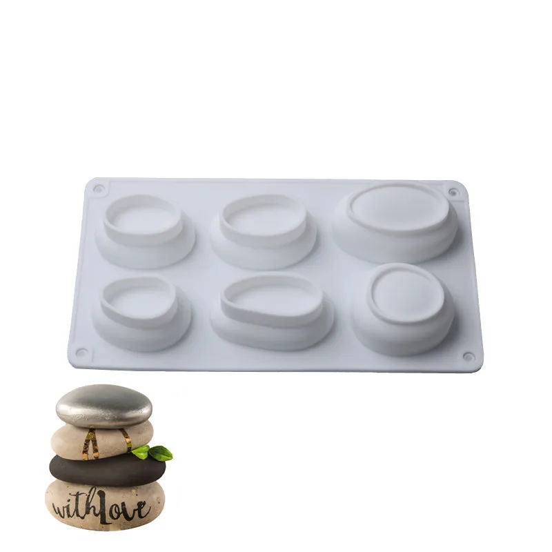 3/6 Holes Stone Pebble Shape Silicone Cake Mold Diy 3d Oval Mould For ...
