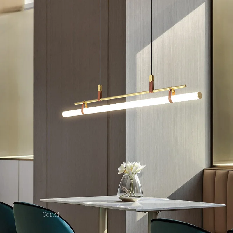 Modern Led Horizontal Long Wire Pendant Light Bar Dining Room Kitchen ...