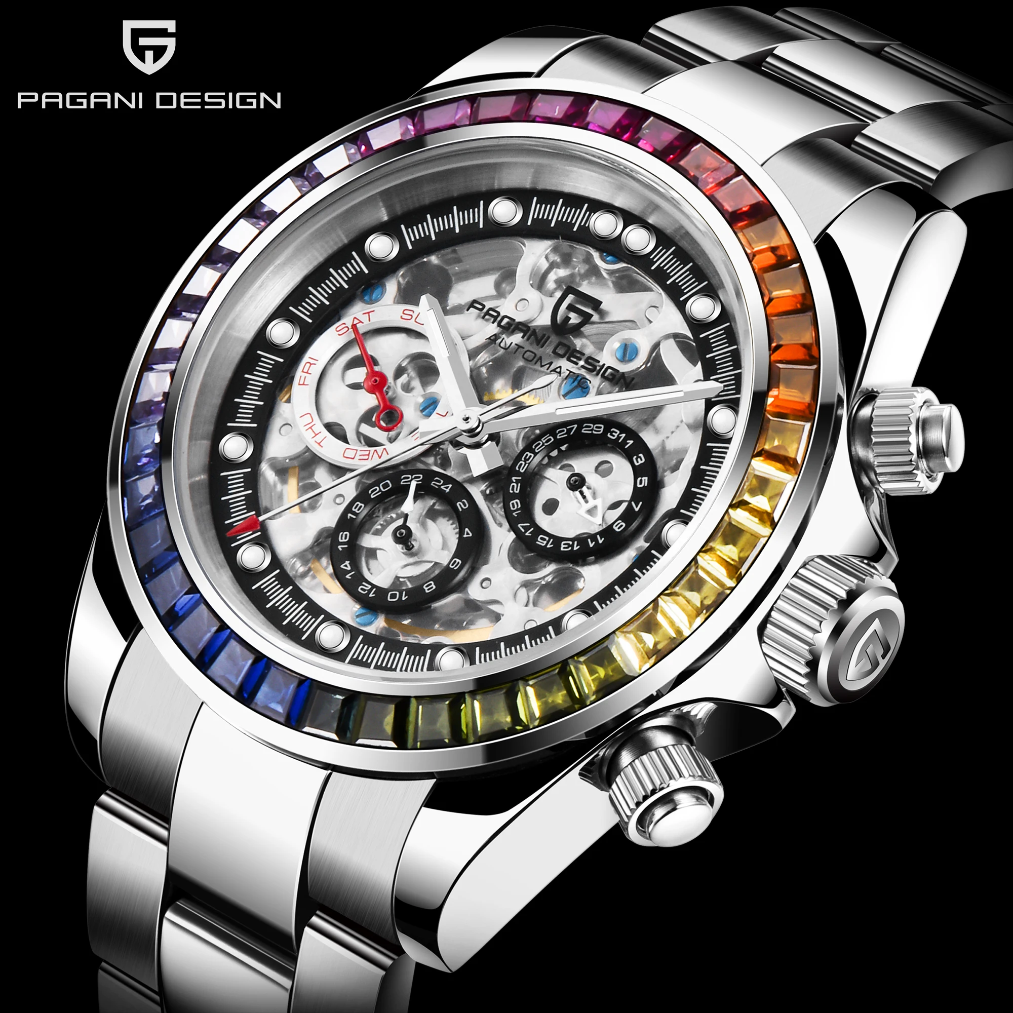 PAGANI DESIGN Reloj de acero inoxidable para hombre, accesorio ...