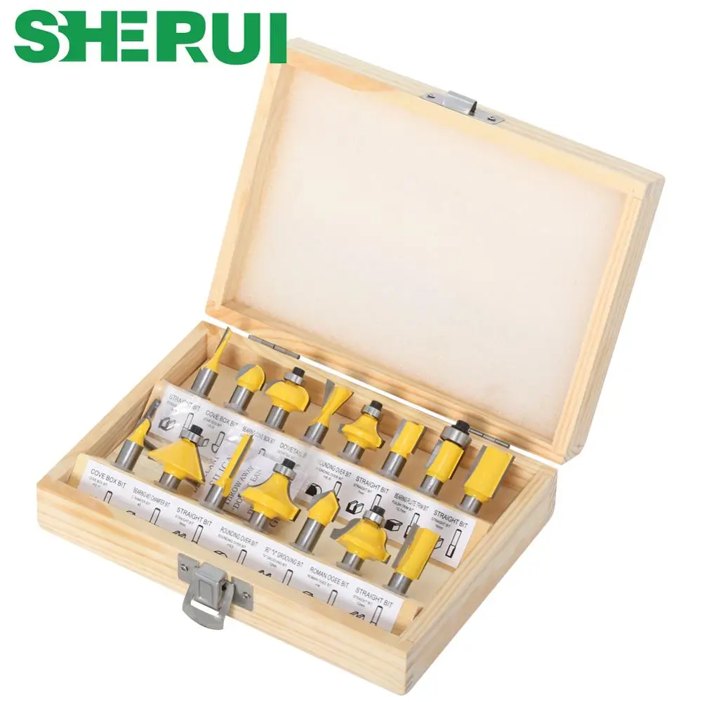 15pcs-8mm-shank-Router-Bit-Set-Trimming-Straight-Milling-Cutter-for ...