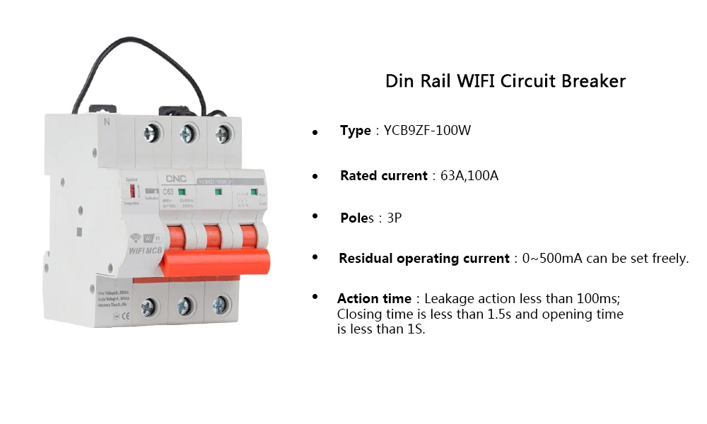 WIFI Smart Circuit Breaker Timer Remote Control APP 3P Din Rail Tuya ...