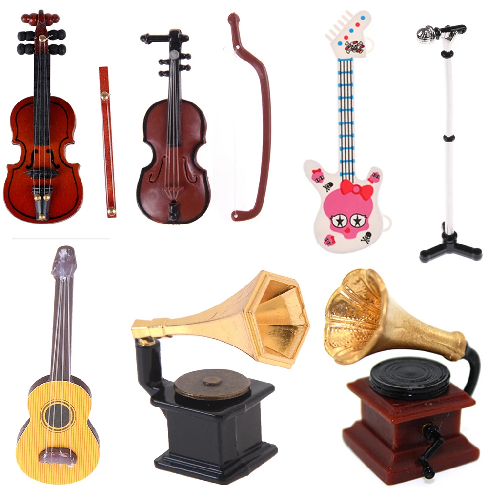Microphone Phonograph Guitar Violin Trumpet Saxophone Drum Doll Musical ...
