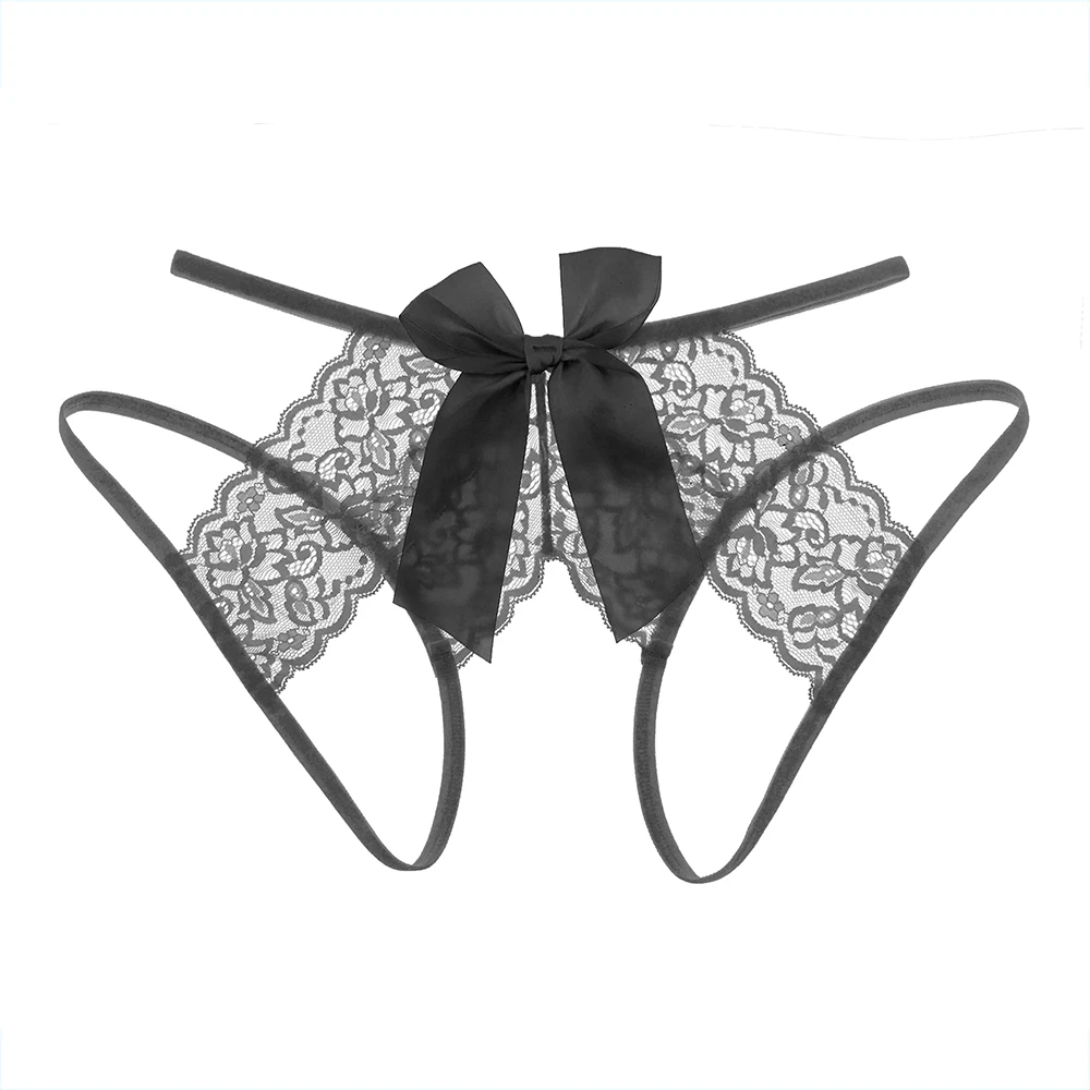 6pcs Women Sex Panties Open Briefs Female Lace Lingeri Crotchless Bow ...