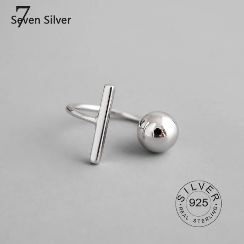 Real 925 sterling silver finger rings for women stick ball open Trendy ...