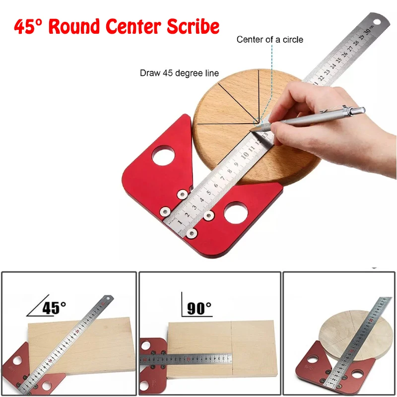 45-Degree-Angle-Round-Center-Line-Scribe-Wood-Ruled-Carpenter-Round ...