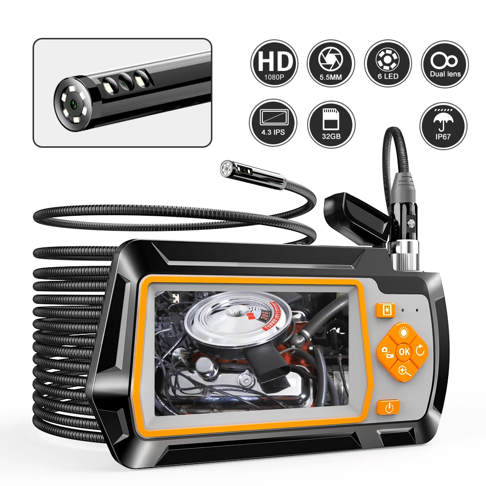 Single & Dual Endoscope Camera 1080p 4.3 " Ips Lcd Inspection Camera 3x ...
