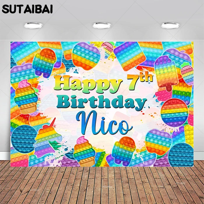 Colorido Pop It Brinquedo Fidget Foto Pano De Fundo Feliz Aniversário ...