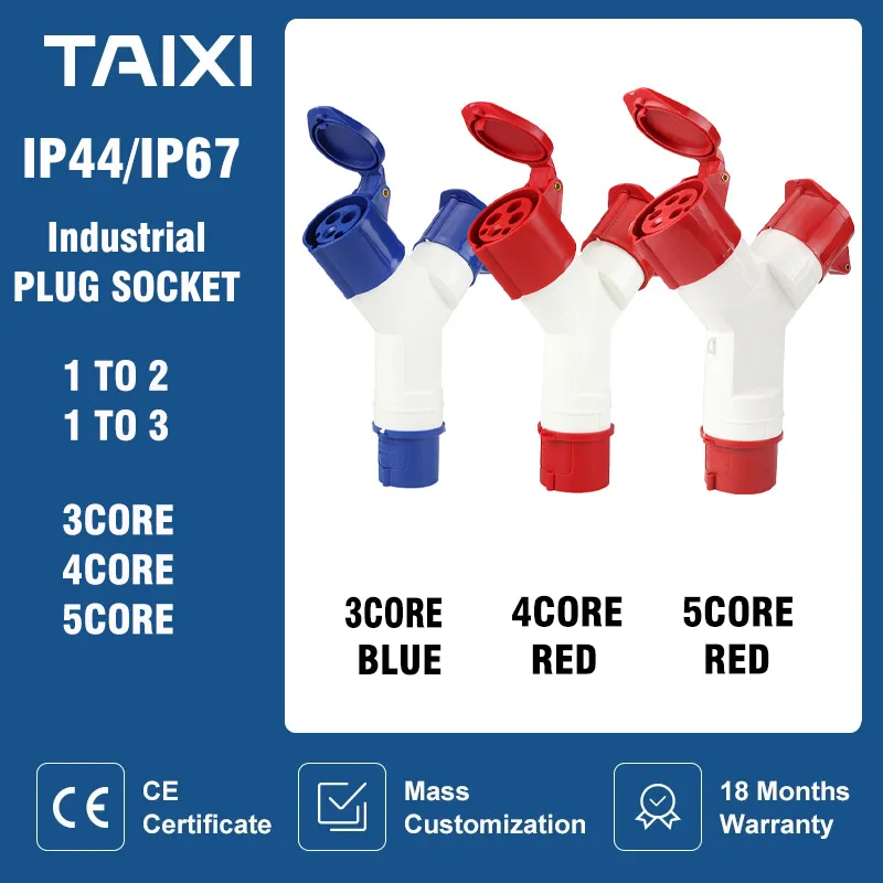 Multi-functional Industrial Plug Socket 3P 4P 5P 16A 32A 1 In 2/3 ...
