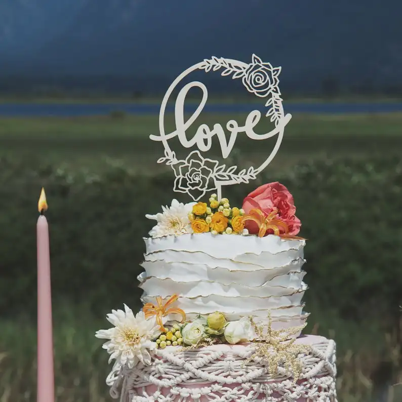 Boho Wedding Cake Topper,love Wedding Cake Topper, Rustic Wedding Cake ...