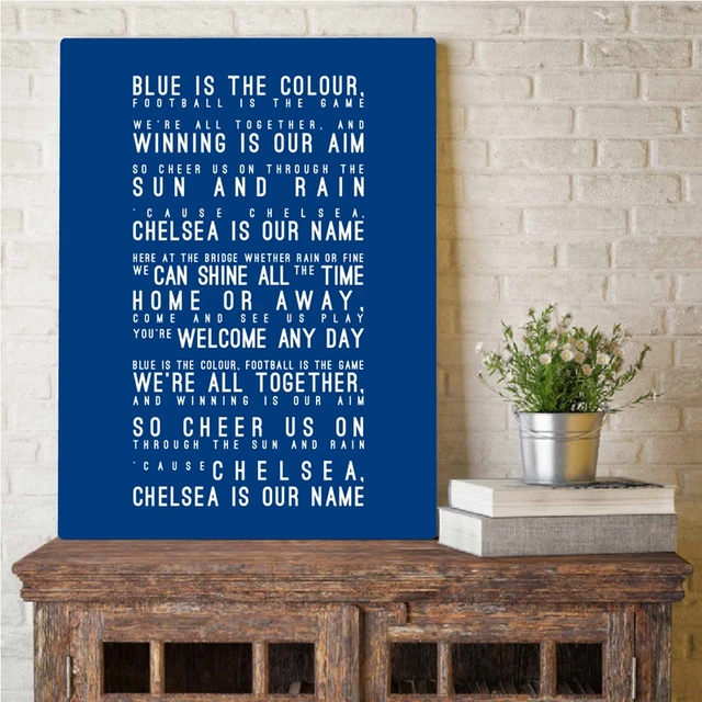 Chelsea FC Inspired Song Lyrics Canvas Print | Free UK Delivery