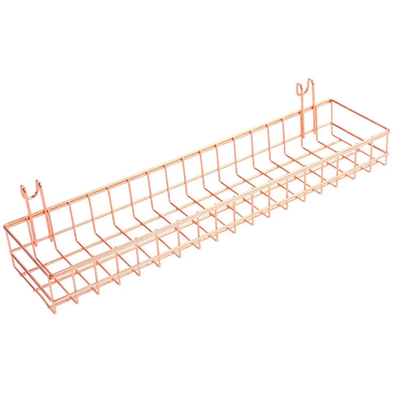 Rose Gold Grid Wall Basket Wire Wall Shelf For Grid Panel Easy Hanging ...