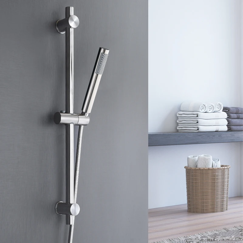 Brushed Stainless Steel Shower Column Sliding Bar Movable Adjustable ...