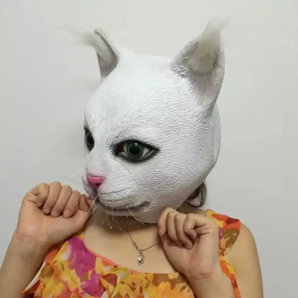 Halloween Cute Realistic Full Face Cat Cosplay Mask - AllCosplay.com