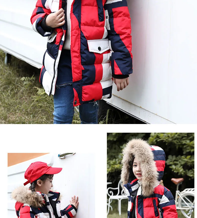Детский зимний комбинезон, зимнее пальто, детские парки, верхняя одежда и пальто, с меховым ...