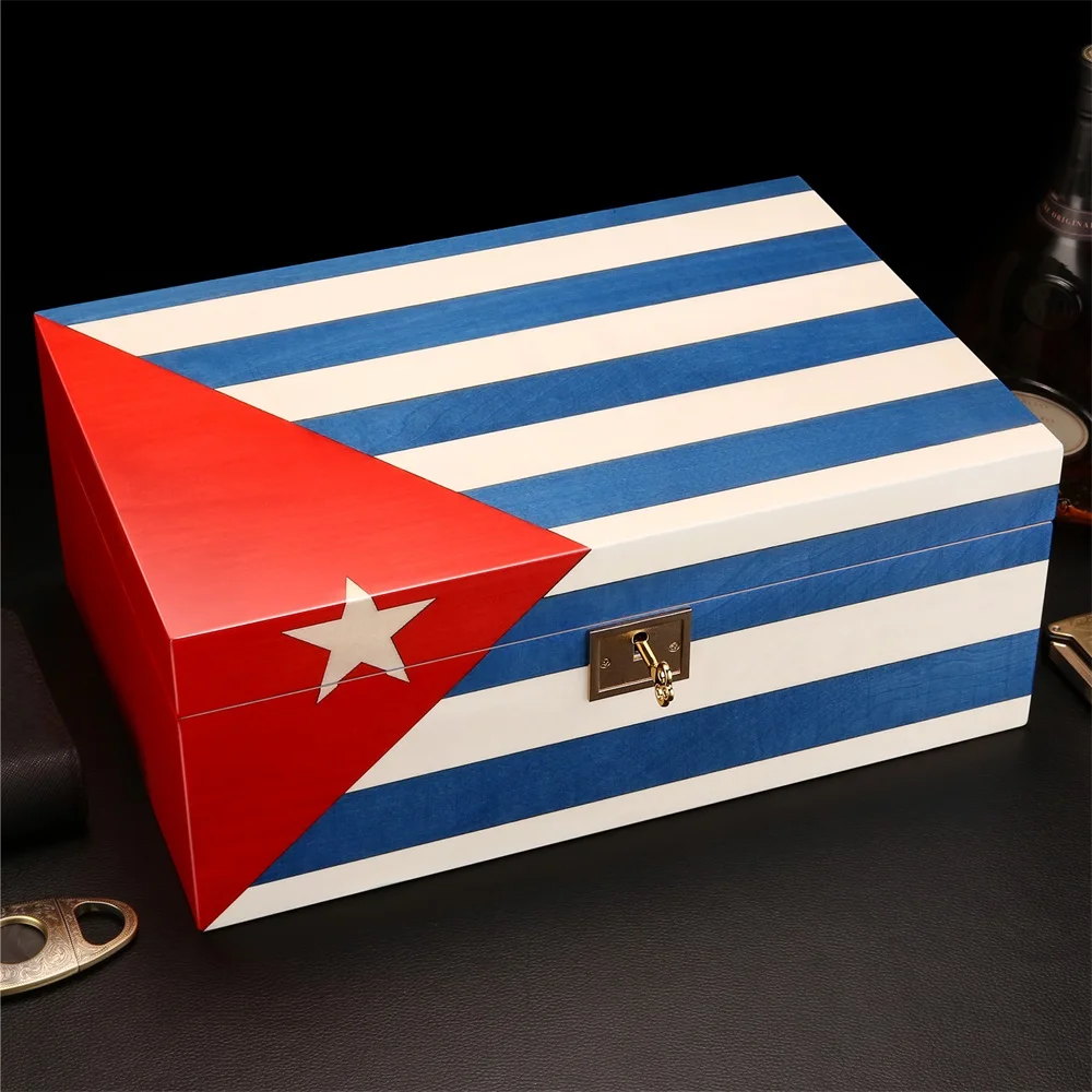 Cuban-Flag-Humidor-Large-Capacity-Fit-For-137pcs-Spanish-Cedar-Wood ...