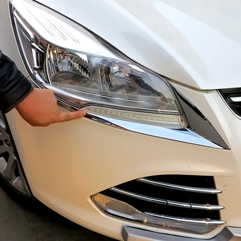 Chrome Headlight Cover For Ford Kuga Escape 2013-2016 Accessories Head ...