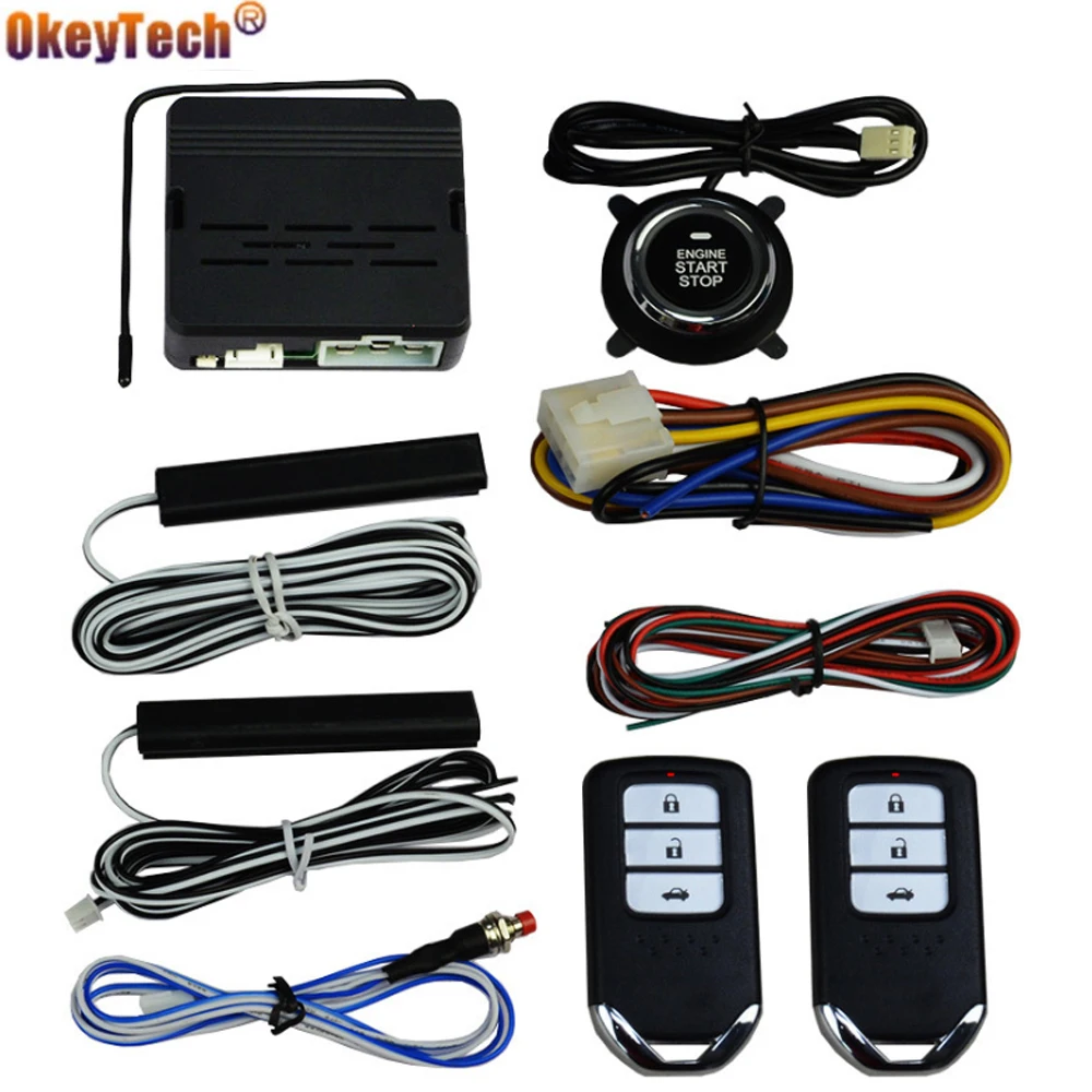OkeyTech PKE 12V Universal Car Alarm One Button Smart Start/stop ...