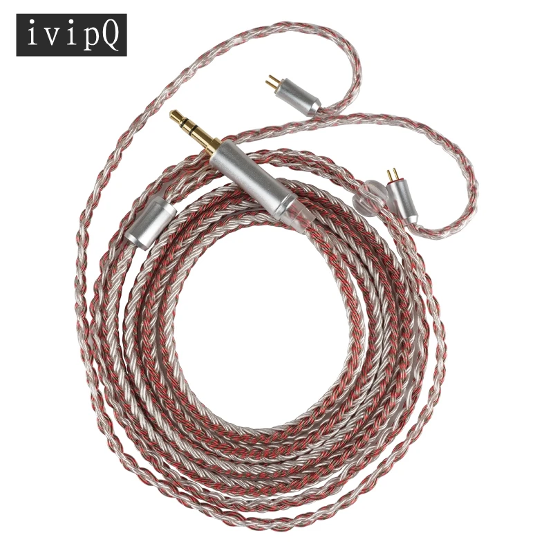 IvipQ Cable de cobre Chapado en plata para auriculares, Conector de 2,5/3,5/4,4mm, MMCX/2Pin/QDC ...