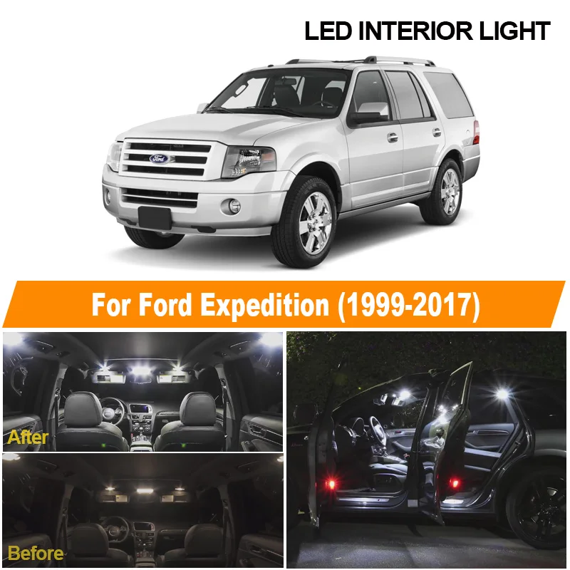 White-Car-Reading-Dome-Bulbs-Interior-LED-Light-Kit-For-Ford-Expedition ...