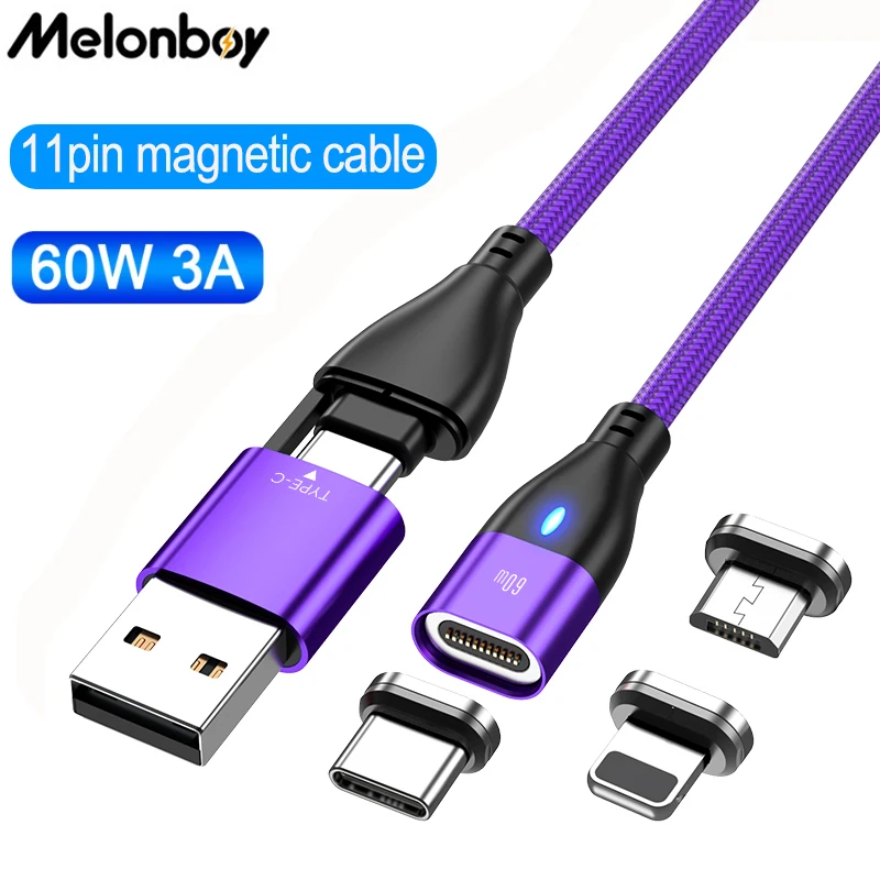 Melonboy Cable Micro USB tipo C para carga rápida de teléfono, Cable magnético para ordenador ...